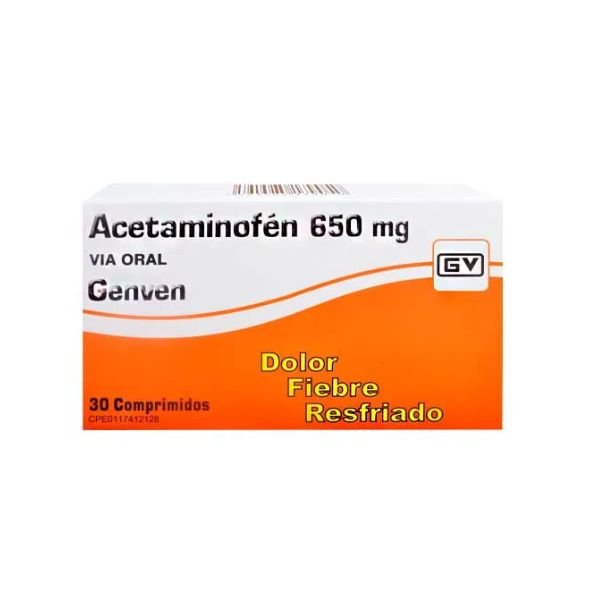 ACETAMINOFEN 650MG X 30TAB GENVEN | FARMAREBAJAS